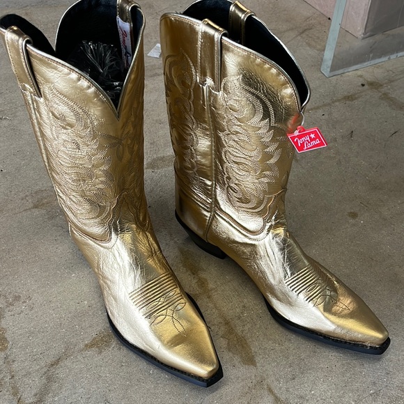 Tony Lama | Shoes | Tony Lama Gold Cowboy Boots | Poshmark